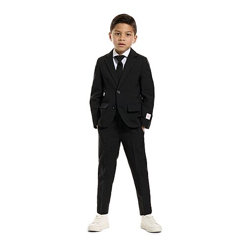 Click here for OppoSuits Boys Black Knight Slim Fit Solid Suit In... prices