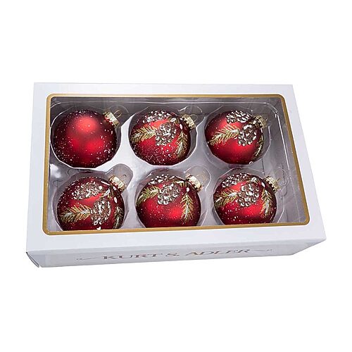 Click here for Kurt Adler 80MM Glass Red With Pinecone Design Bal... prices