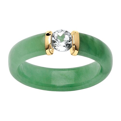 Click here for Womens 5MM Genuine Green Jade 10K Gold Band  7  Gr... prices