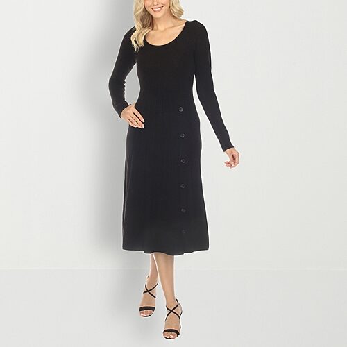 Click here for White Mark Womens Long Sleeve Midi Sweater Dress... prices