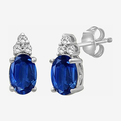 Click here for Diamond Accent Gemstone 10K Gold 8.9mm Oval Stud E... prices