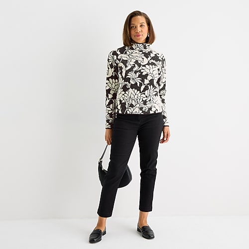 Click here for Liz Claiborne Womens Funnel Neck Long Sleeve Flora... prices