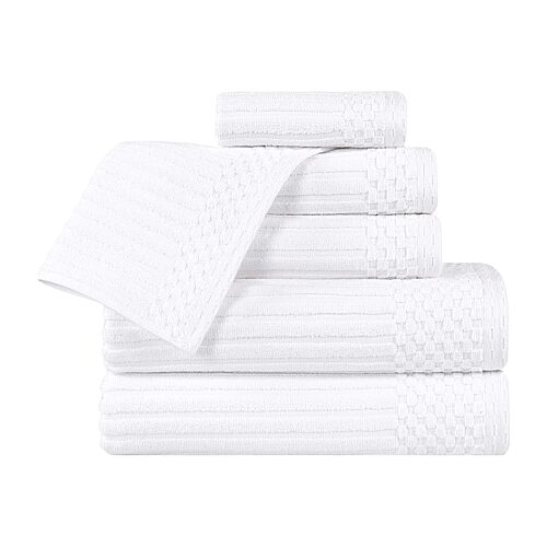 Click here for Superior Soho Checkered Border Cotton 6 Piece Towe... prices