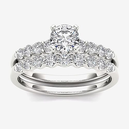 Click here for 1 CT.T.W. Natural Diamond 14K White Gold Bridal Ri... prices
