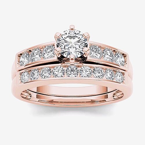 Click here for 1 CT.T.W. Natural Diamond 14K Rose Gold Bridal Set... prices
