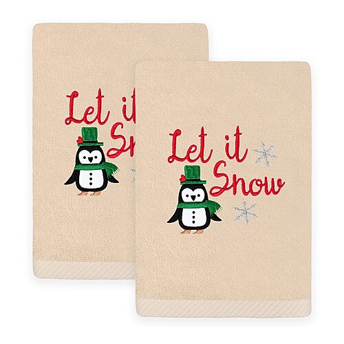 Click here for Linum Home Christmas Let It Snow Embroidered Luxur... prices