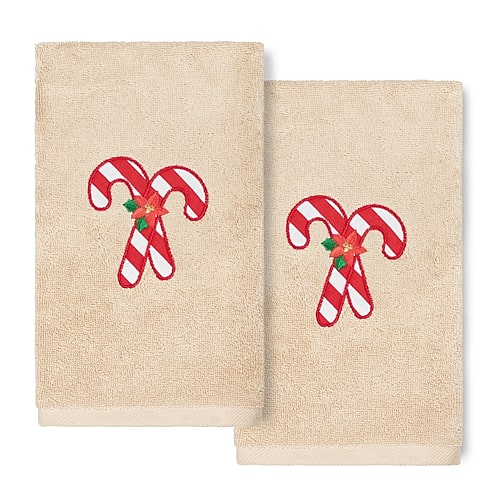 Click here for Linum Home Christmas Candy Canes Embroidered 100 T... prices
