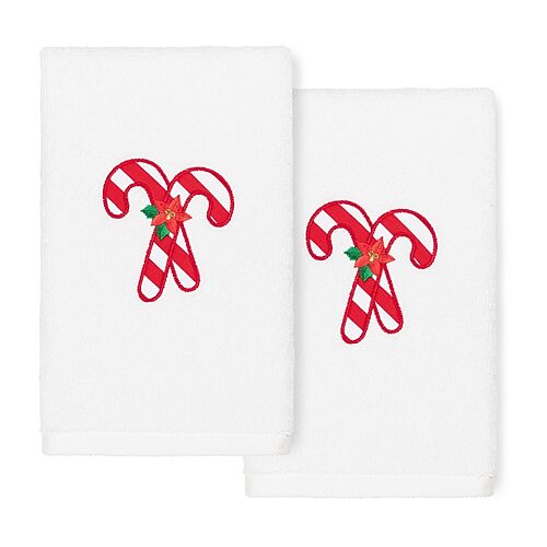 Click here for Linum Home Christmas Candy Canes Embroidered 100 T... prices