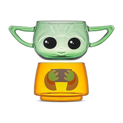 JoyJolt Star Wars Stackable Character Collection Grogu Drinking Glasses - Green