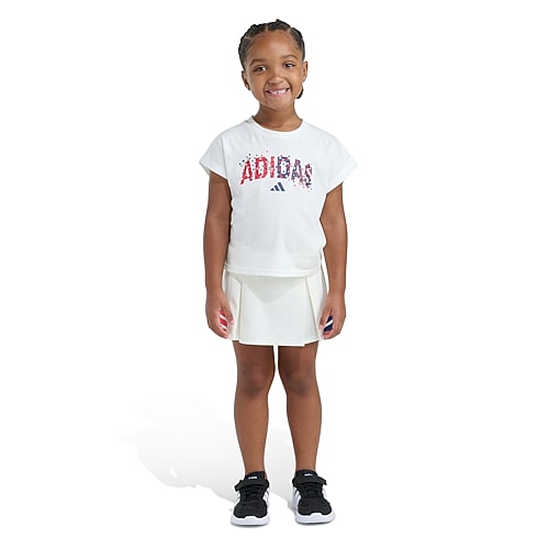 Click here for adidas Girls 2T-6X Crewneck T-Shirt and Pleated Sk... prices
