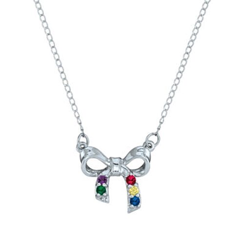 Click here for Personalized Simulated Birthstone Bow Pendant Neck... prices