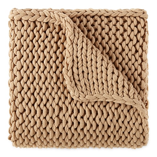 Click here for Linden Street Chunky Knit Throw  One Size  Beige prices