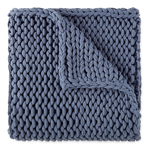 Click here for Linden Street Chunky Knit Throw  One Size  Blue prices