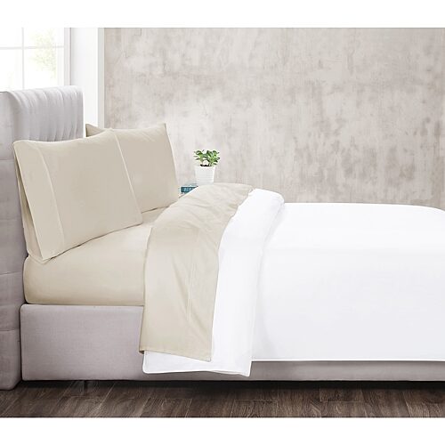 Christian Siriano New York 300 Thread Count Cotton Sateen 3-Pc. Sheet Set  Twin - Khaki