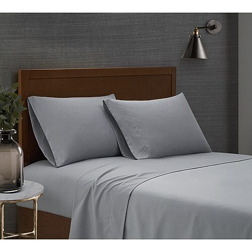 London Fog Garment Wash Solid 6 Piece Sheet Set  Queen - Gray