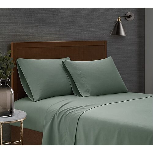 London Fog Garment Wash Solid 4 Piece Sheet Set  Twin Xl - Green