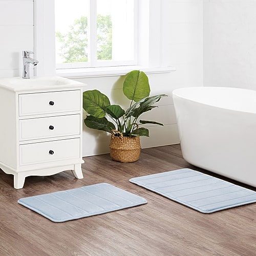 Truly Soft Solid Memory Foam 2-Pc. Bath Rug  17 x 24 - Blue