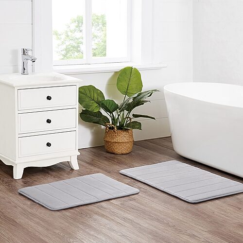 Truly Soft Solid Memory Foam 2-Pc. Bath Rug  17 x 24 - Gray