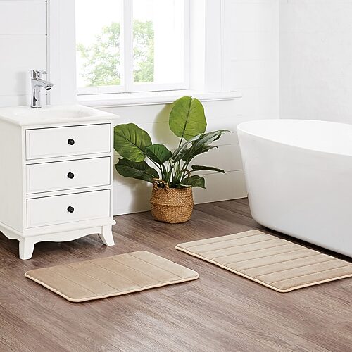 Truly Soft Solid Memory Foam 2-Pc. Bath Rug  20 x 32 - Tan