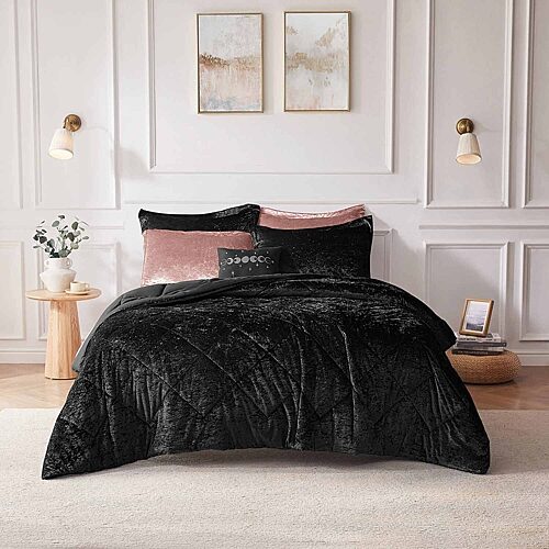 Intelligent Design Felicia Velvet 3-Pc. Comforter Set  Twin/Twin Xl - Black