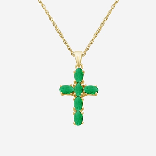 Click here for Womens Gemstone 10K White Gold Cross Oval 18 Inch... prices