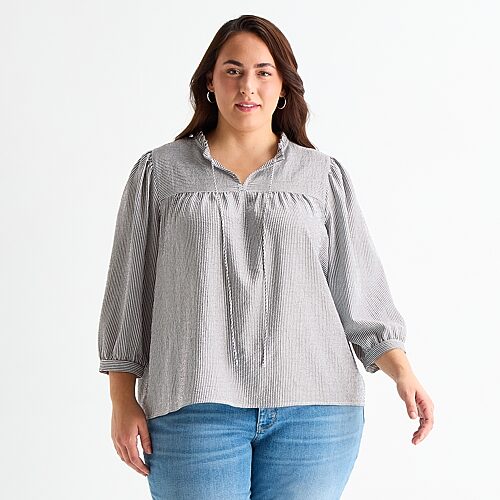 Click here for St. Johns Bay Womens Plus V Neck 3/4 Sleeve Blouse... prices