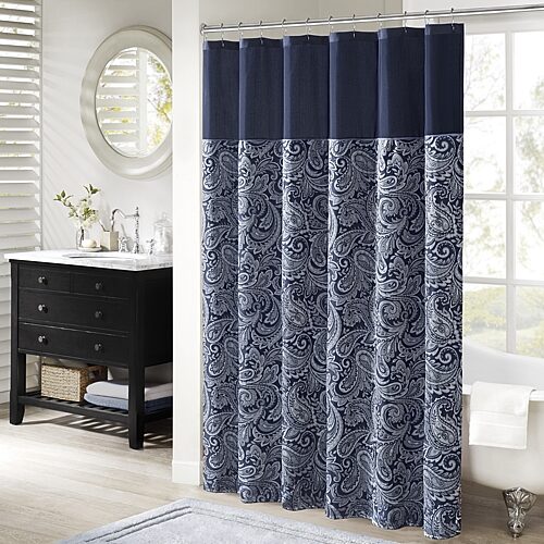 Click here for Madison Park Whitman Shower Curtain  One Size  Blu... prices