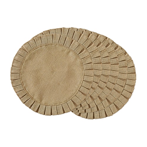 Click here for Design Imports Natural Jute Round Ruffle Trim Tabl... prices