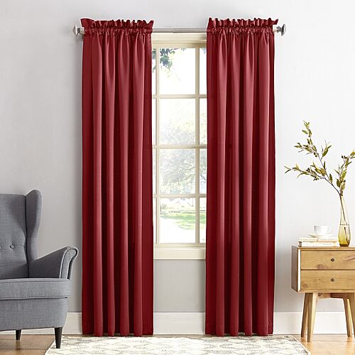 Room Darkening Rod Pocket Curtain Panel - Brick red