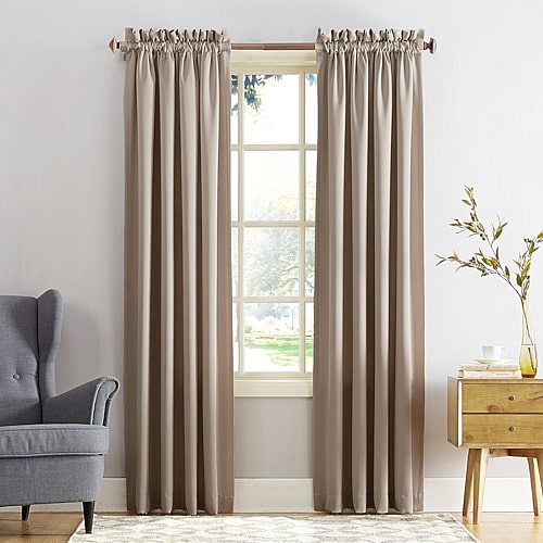 Room Darkening Rod Pocket Curtain Panel - Stone