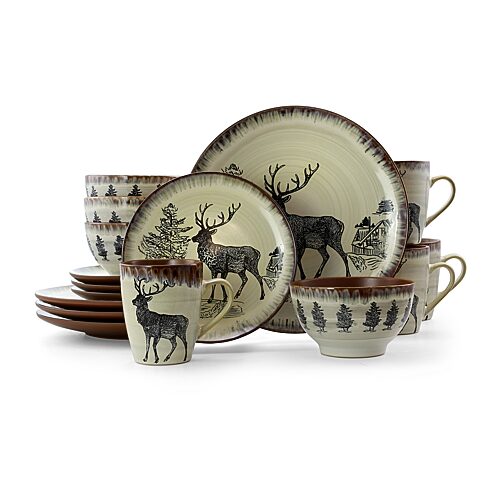 Click here for Elama Majestic Elk 16 Pc. Dinnerware Set  Service... prices