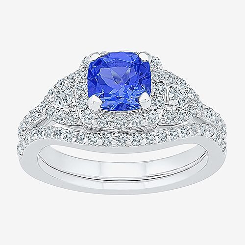Click here for Modern Bride Gemstone Womens Blue & White Lab Crea... prices