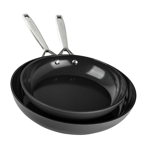 Professional 2x Hard Anodized 2-Piece Nonstick Skillets  10 in. and 12 in. - Black