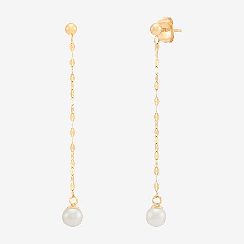 Click here for Womens White 10K Gold Drop Earrings  One Size prices