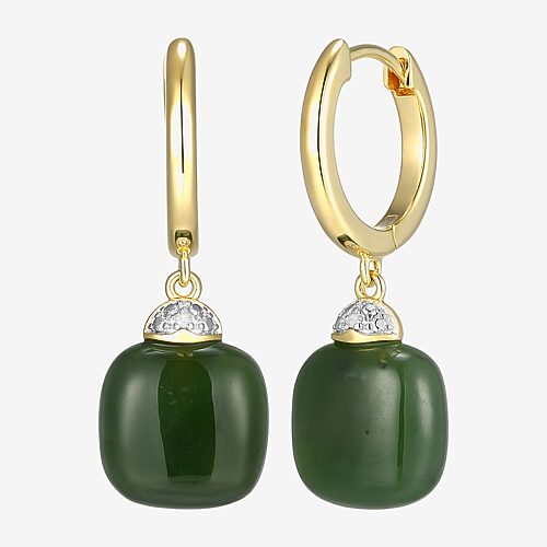 Click here for Womens Diamond Accent Genuine Green Jade 18K Gold... prices