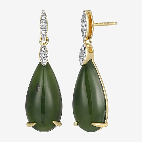 Click here for Womens Diamond Accent Genuine Green Jade 18K Gold... prices