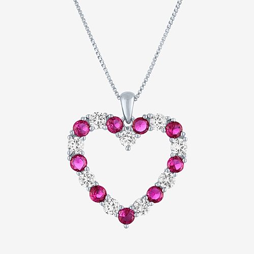 Click here for Womens Lab Created Red Ruby Sterling Silver Heart... prices