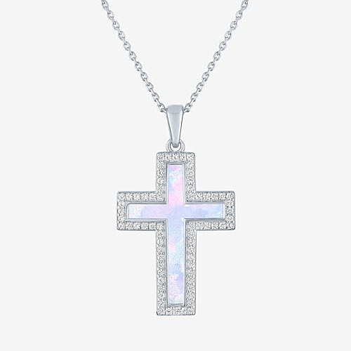 Click here for Womens Lab Created White Opal Sterling Silver 18 I... prices