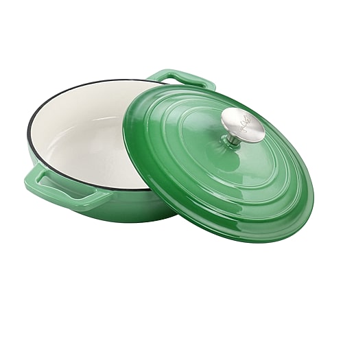 MegaChef Enameled Cast Iron 2-qt. Braising Pan  One Size  Green
