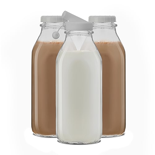 Click here for JoyJolt Glass Milk Bottles with Lids 32 oz - Clear prices