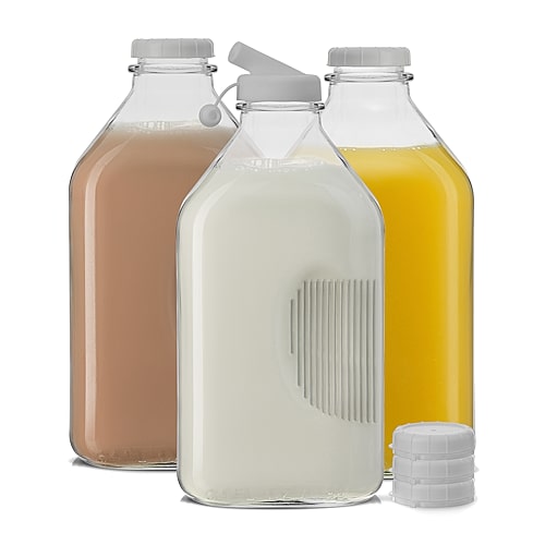 Click here for JoyJolt Glass Milk Bottles with Lids 64 oz - Clear prices