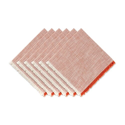 Click here for Design Imports Tonal Fringe Napkin  Set of 6 - Bur... prices