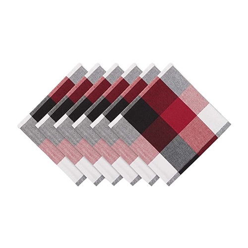 Click here for Design Imports Cardinal Red Tri Color Check 6-pc.... prices