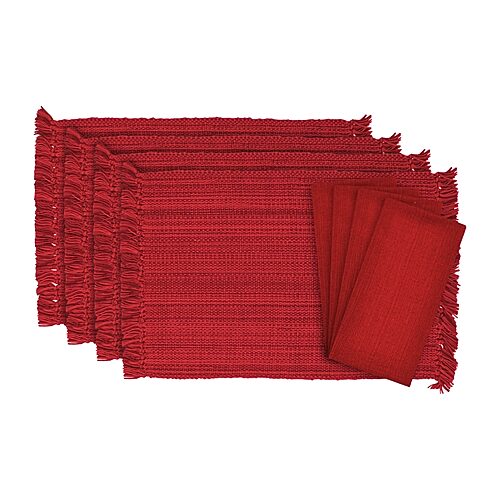 Click here for Variegated Fringe Placemat and Napkin  Set of 8 -... prices