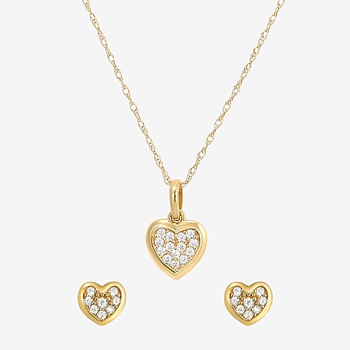 Click here for Girls Cubic Zirconia 14K Gold Heart 2-pc. Jewelry... prices