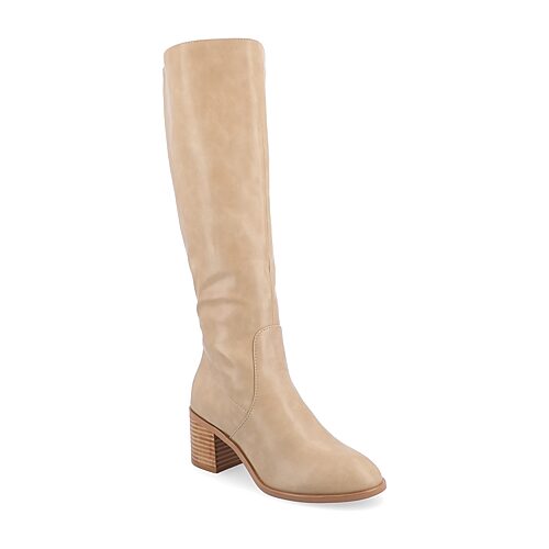 Journee Collection Womens Romilly Round Toe Block Heel Knee High Boots - Tan