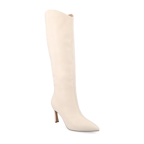 Journee Collection Womens Rehela Pointed Toe Stiletto Knee High Dress Boots - Bone