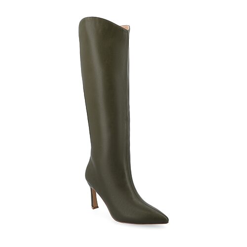 Journee Collection Womens Rehela Pointed Toe Stiletto Wide Calf Knee High Dress Boots - Olive