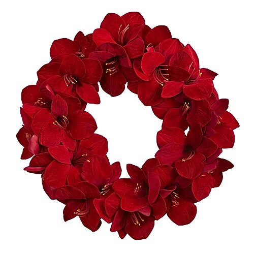 Nearly Natural 22 Amaryllis Wreath - Red