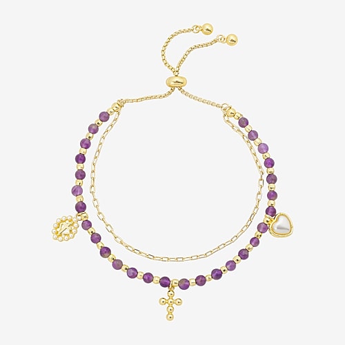 Click here for Footnotes Charm Beaded Womens Purple Amethyst 10K... prices